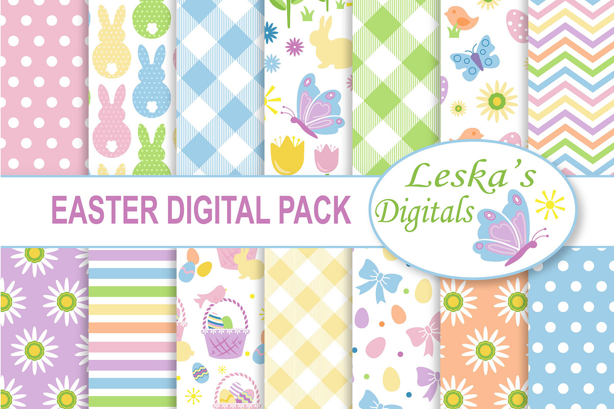 Easter Digital Paper, a Pattern Graphic by Leska's Digitals