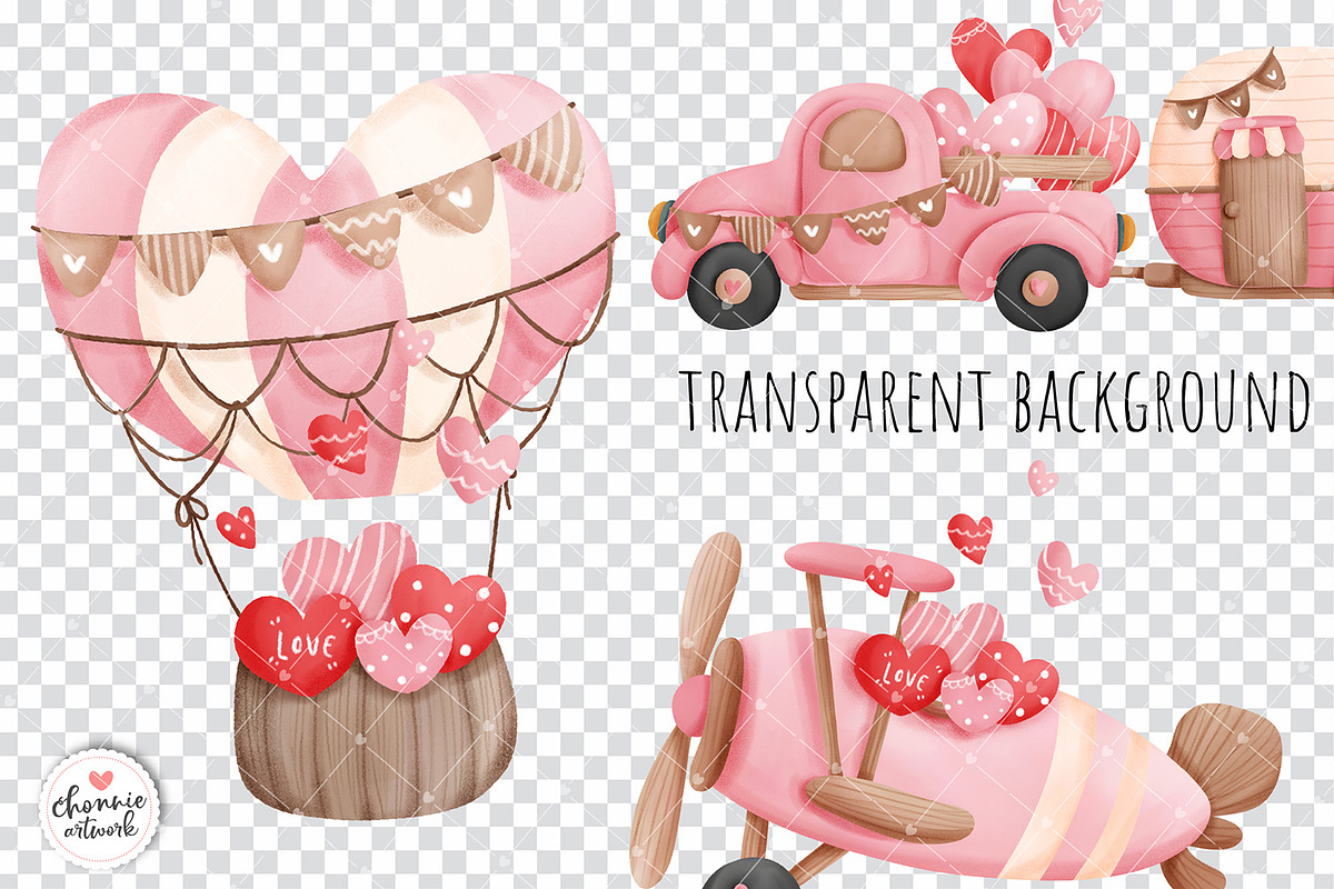 Valentine's Vehicles clipart, a Transportation Illustration by ...