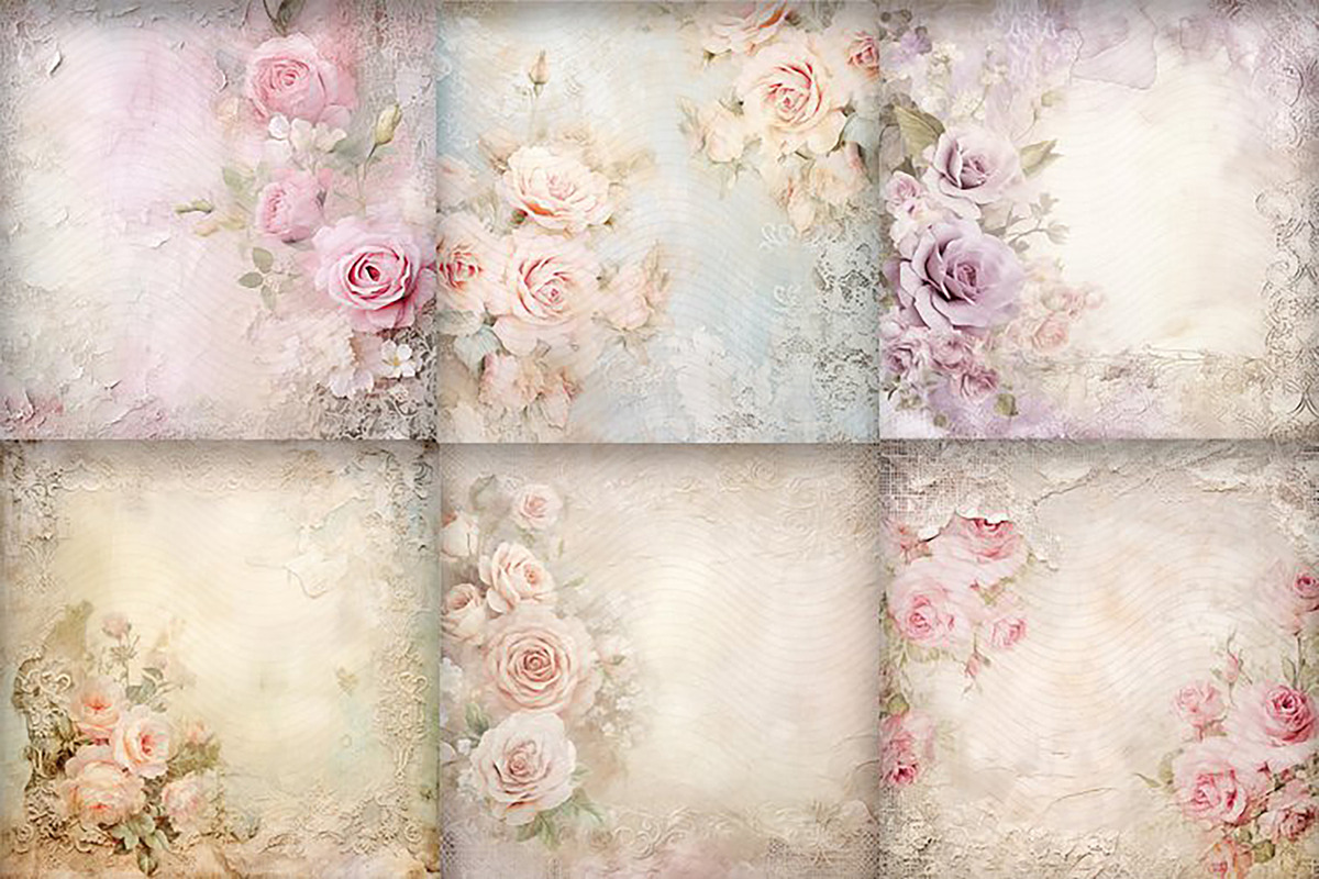 Shabby Rose Scrapbook Papers, a Pattern Graphic by Bijou Bay
