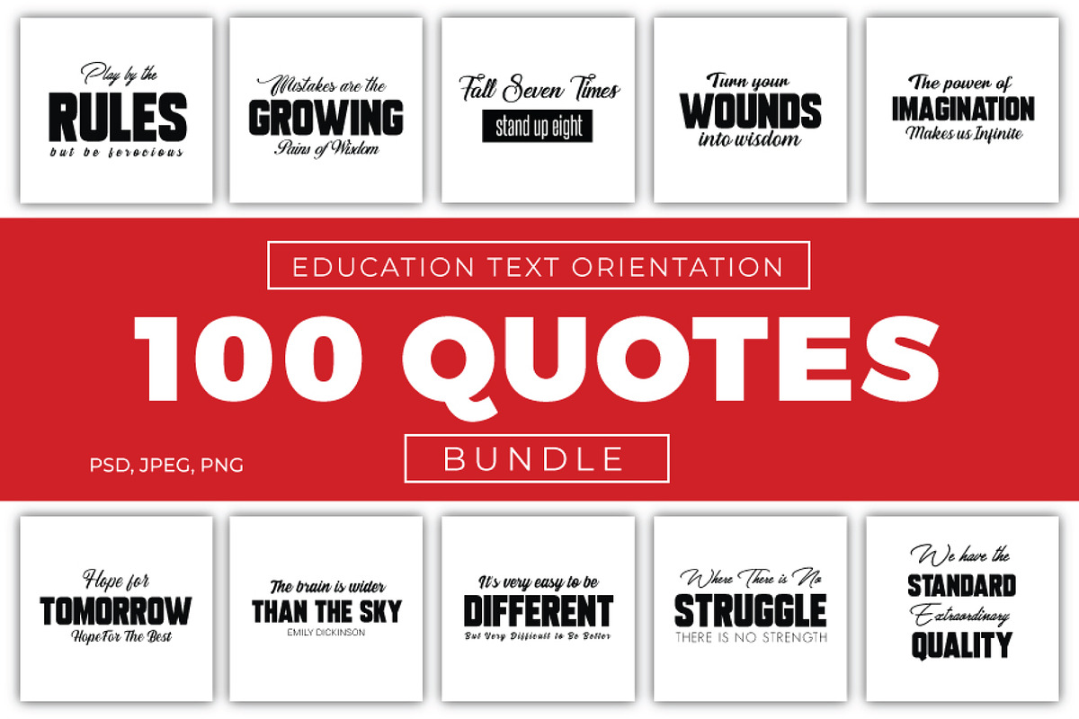 100 Education Quotes Bundle, a Social Media Template by AN Productions
