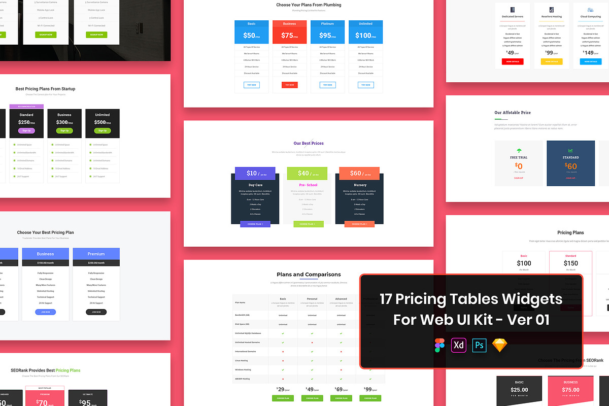 17 Pricing Tables Widgets Web UI Kit, an UI Kit Template by 3djagan