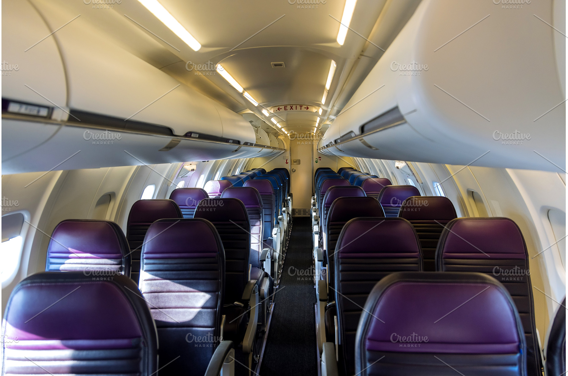 Empty airplane seats the cabin with, a Transportation Photo by Ungvar ...