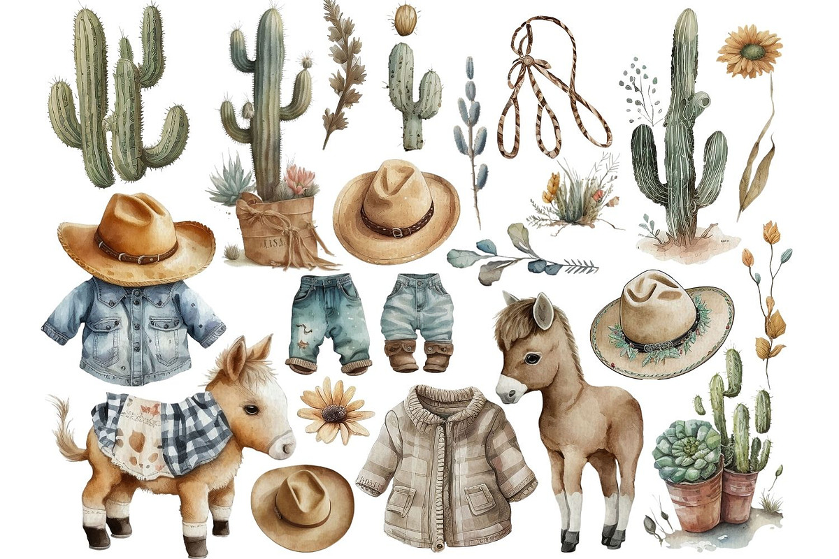 Baby Boy Cowboy Clipart, a Graphic by JBArt Clipart