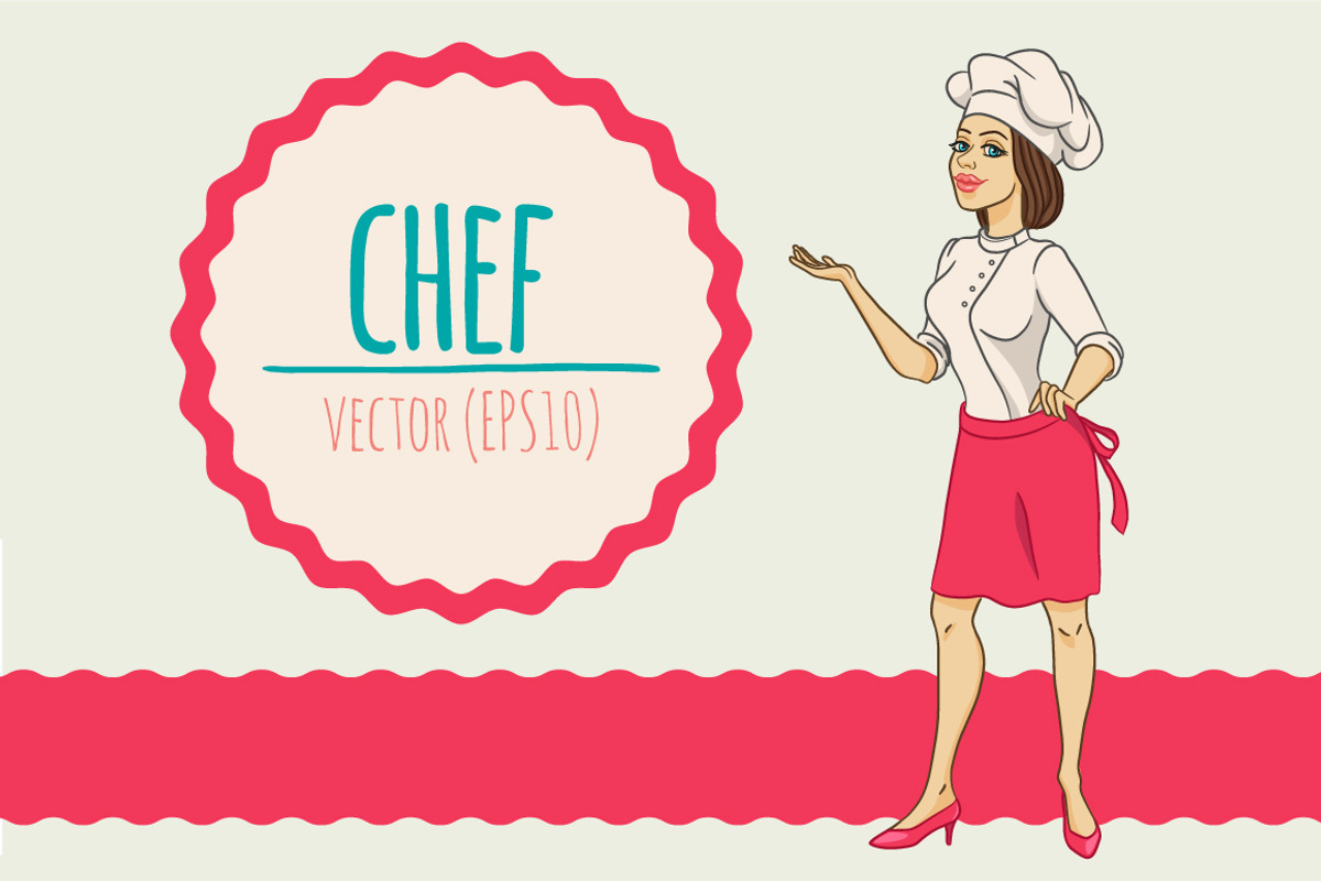 woman chef, a Food Illustration by adi katz