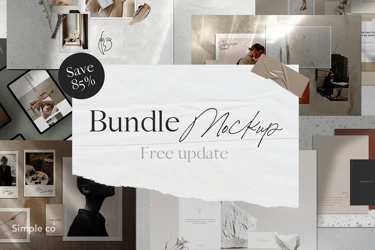 BUNDLE Mockup, a Product Mockup by Simple có