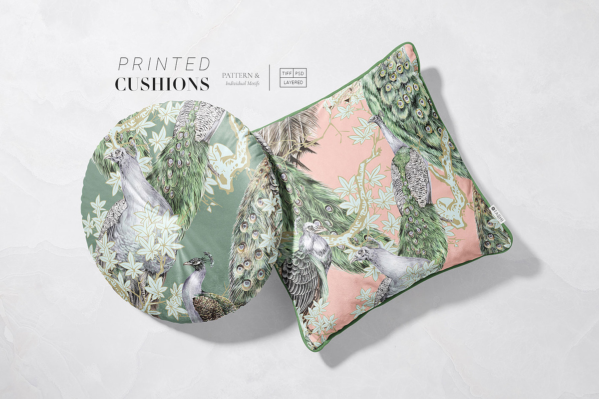 Kujaku, luxury peacock Patterns!, a Pattern Graphic by Pink Linen