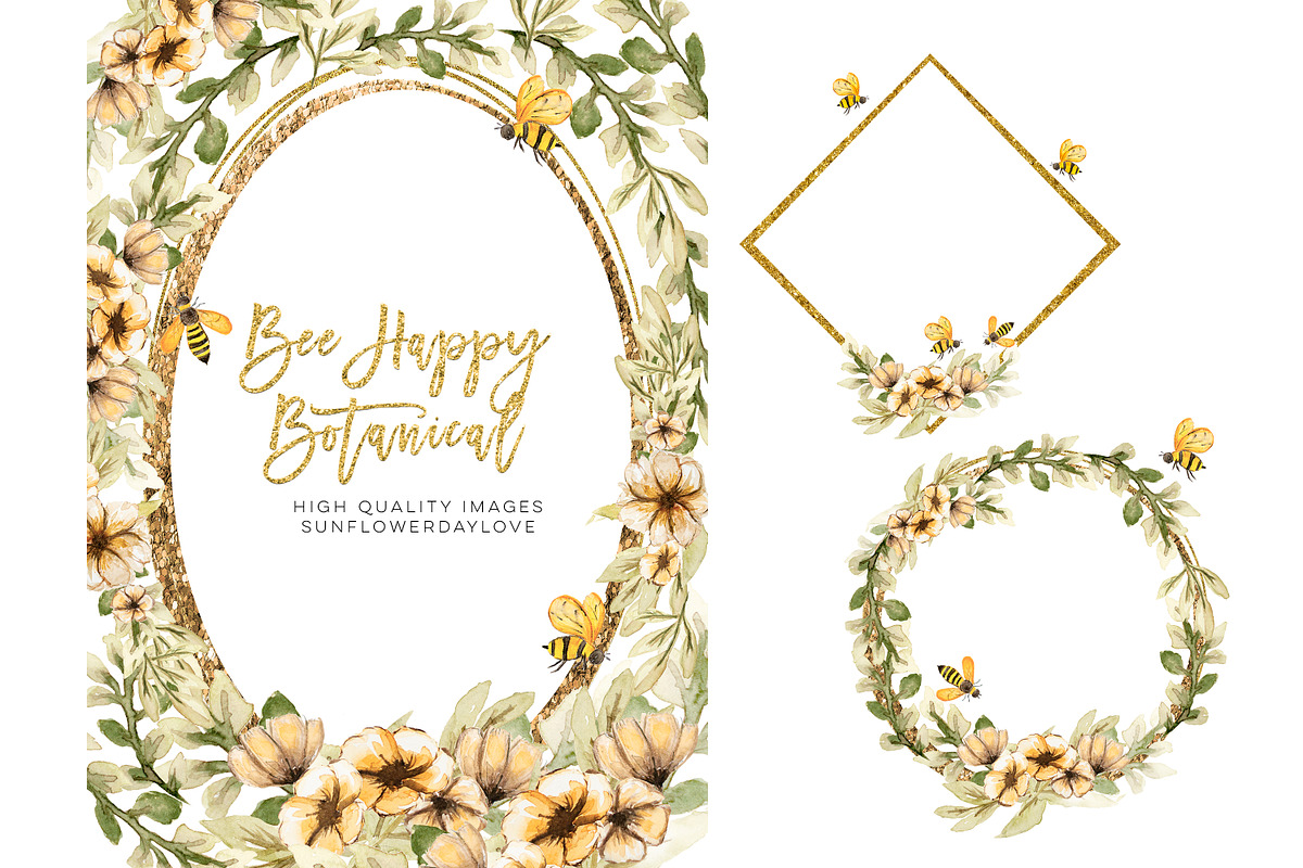 Bee Watercolor Clipart, a Decorative Illustration by Sunflower Day Love
