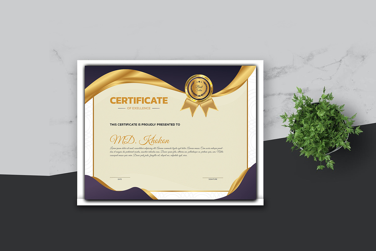 Simple Certificate Design Template, a Stationery Template by MRI STUDIO