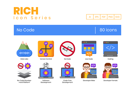 70 No Code Icons | Vivid | Outline Icons ~ Creative Market