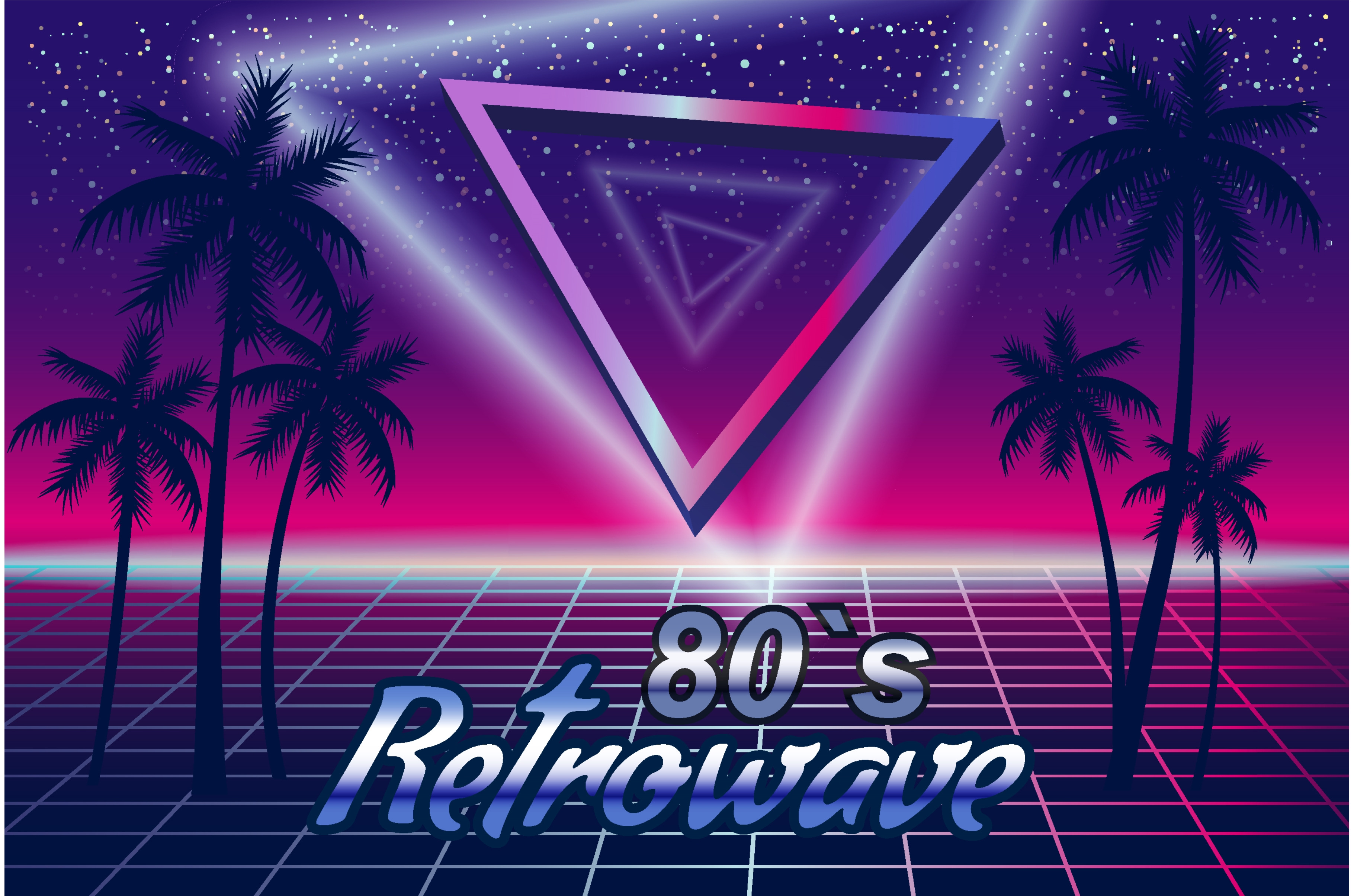 Synthwave 80's retro banner vaporwave