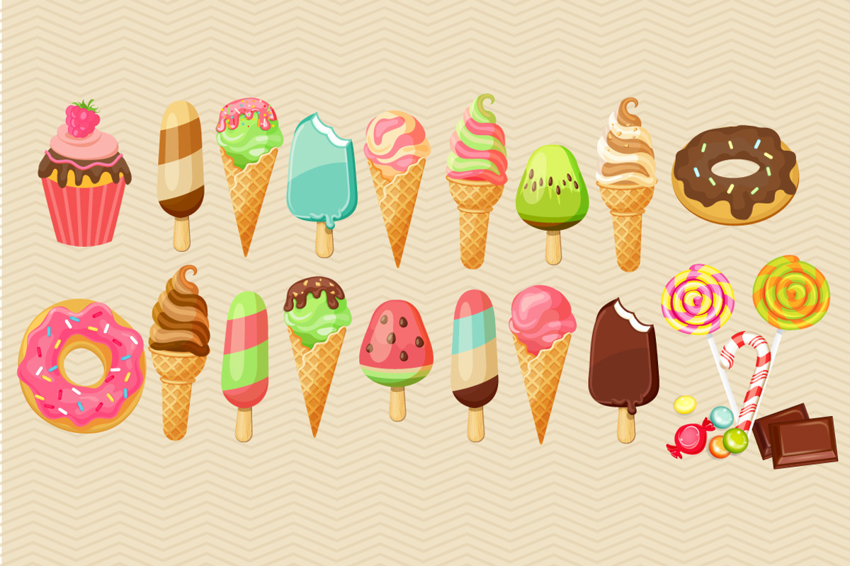 Sweet symbols and icons., a Food Illustration by tanda_V | Creative Market