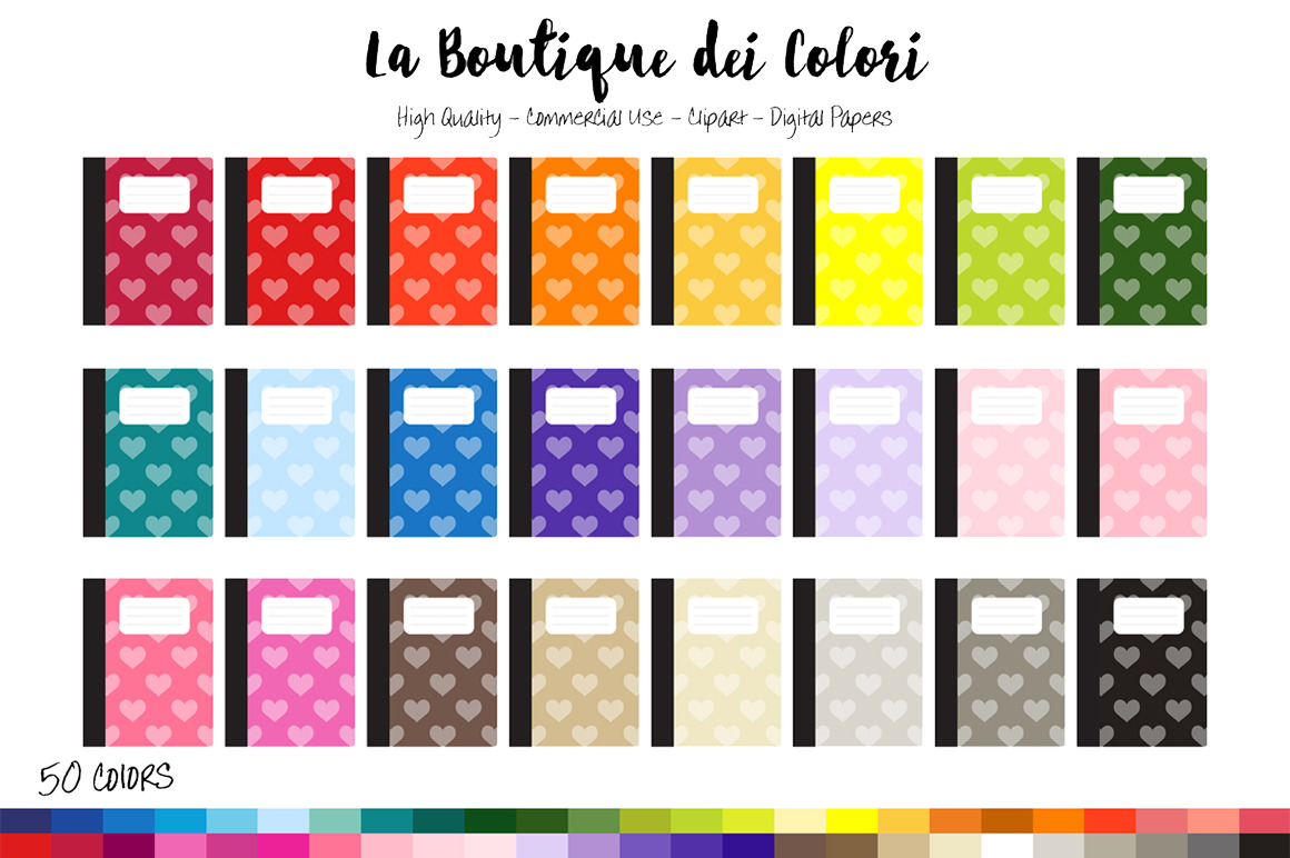 50 Rainbow Notepad Clip Art, an Illustration by La Boutique dei Colori
