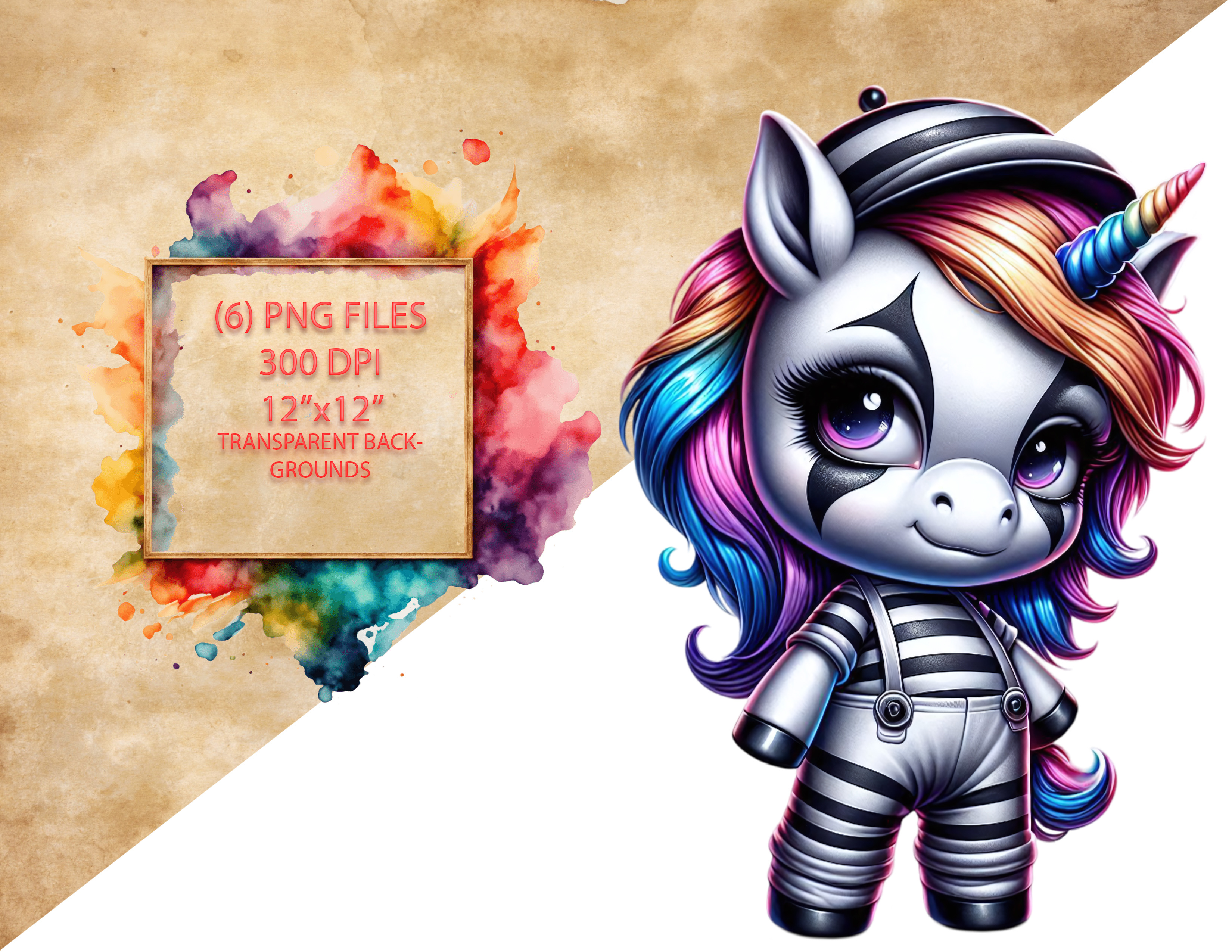 Cute Mime Unicorn Clipart Bundle, an Animal Illustration by ...