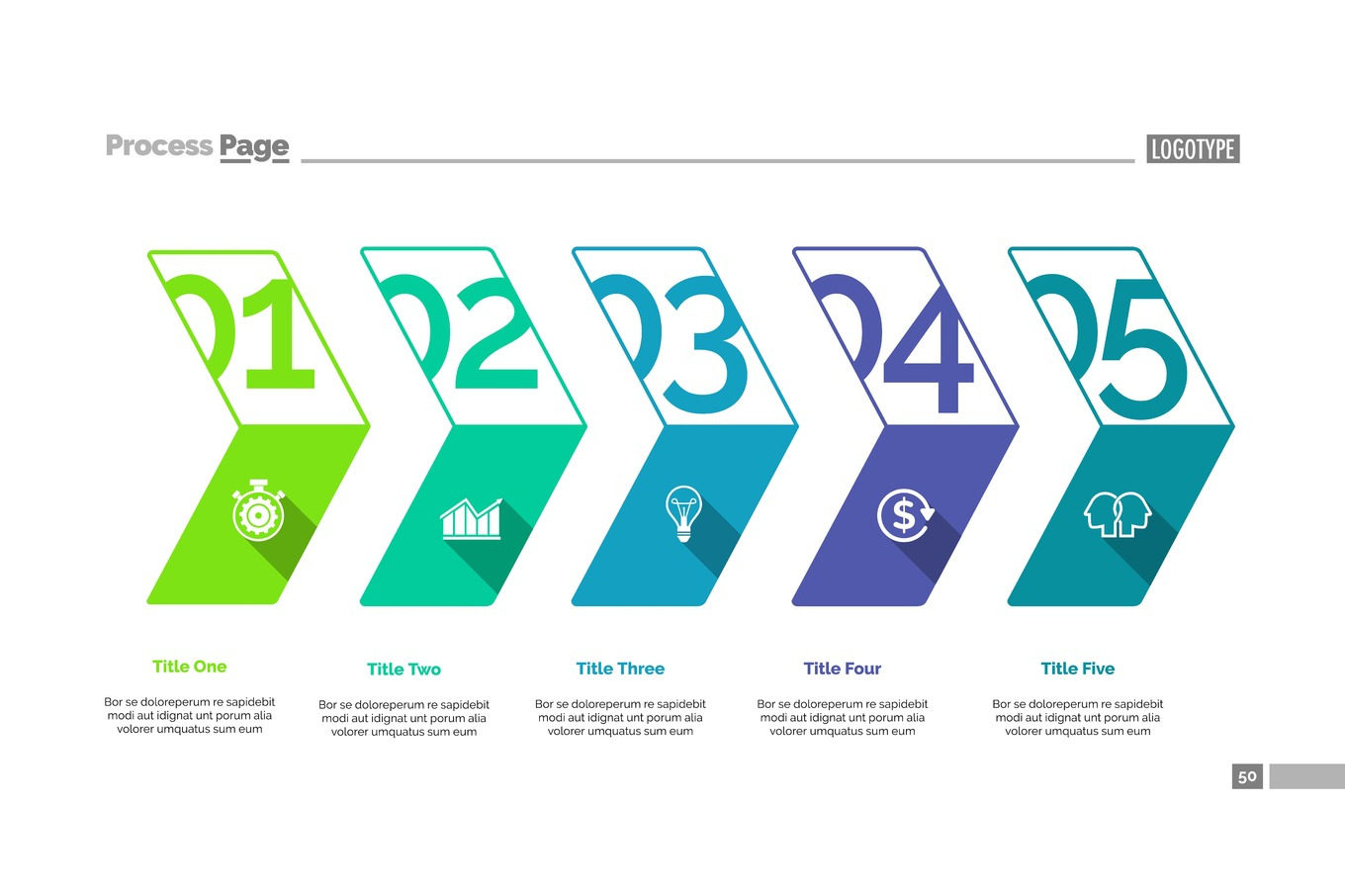 Five Stage Plan Slide Template, a Texture Graphic by SurfsUpVector