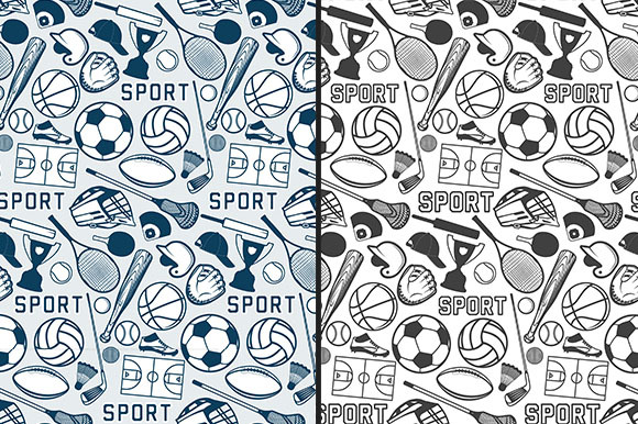 Sport pattern with vintage badges, a Pattern Graphic by Moloko88