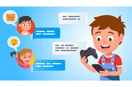 Teen boys, girls using phone apps, a Person Illustration by Iconicbestiary