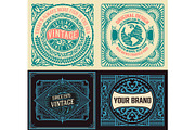 Set of 4 vintage labels, a Decorative Illustration by OneVectorStock