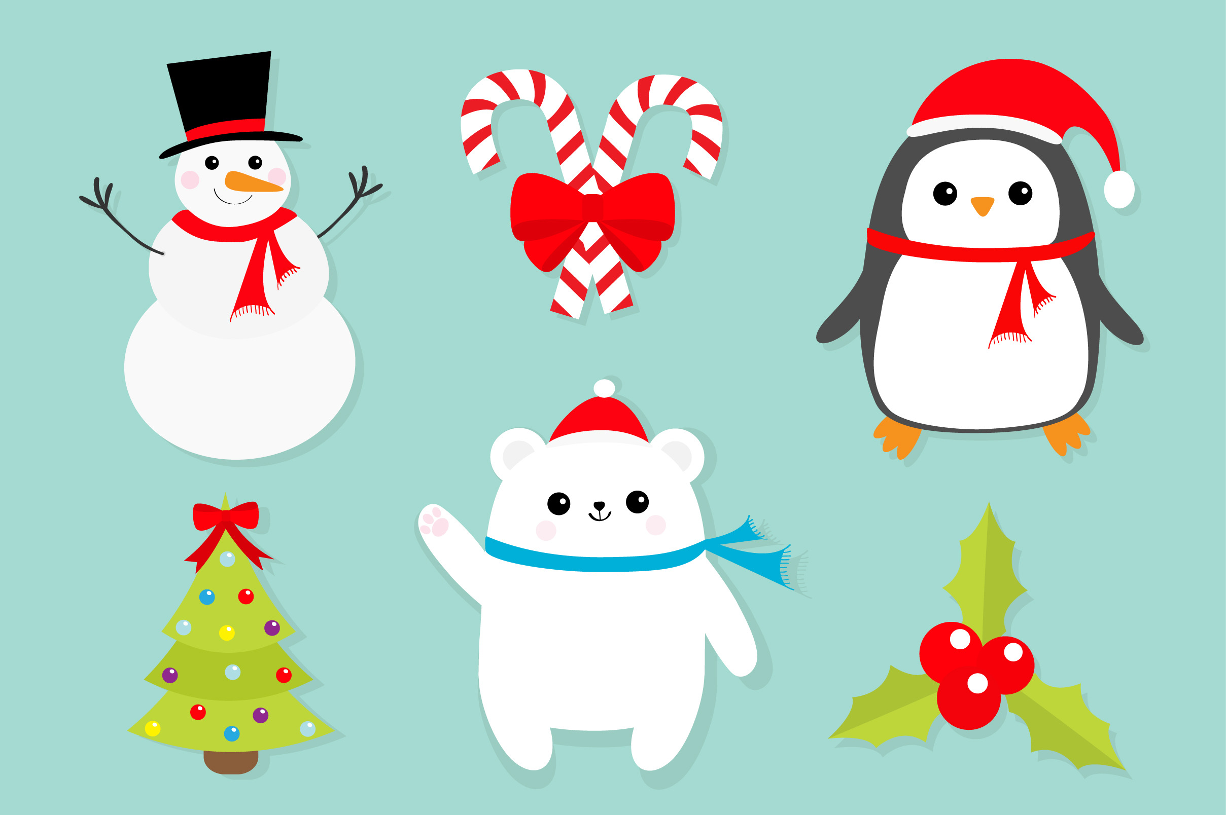 Merry Christmas icon set., an Animal Illustration by Worldofvector