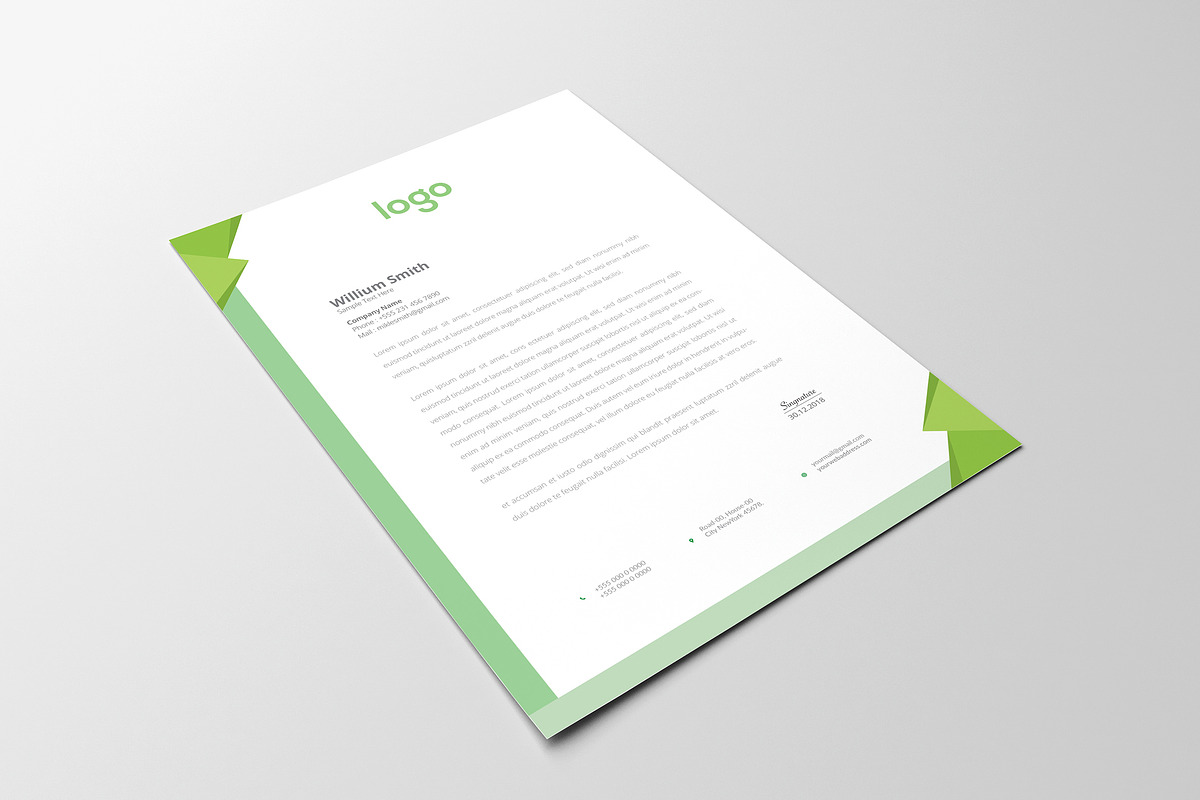 Green Letterhead Design Template, a Stationery Template by ZAAS