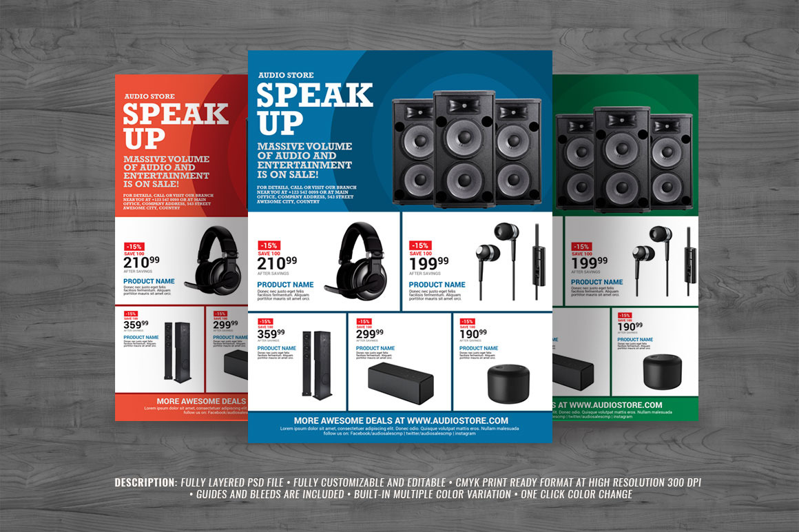 Audio Sales Flyer | Flyer Templates ~ Creative Market