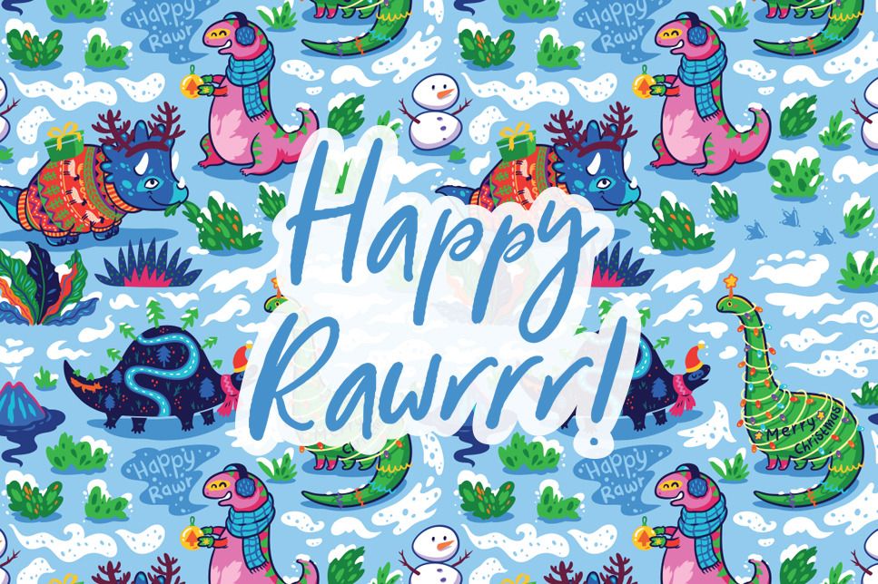 Happy Rawrrr!, a Pattern Graphic by PenguinHouse