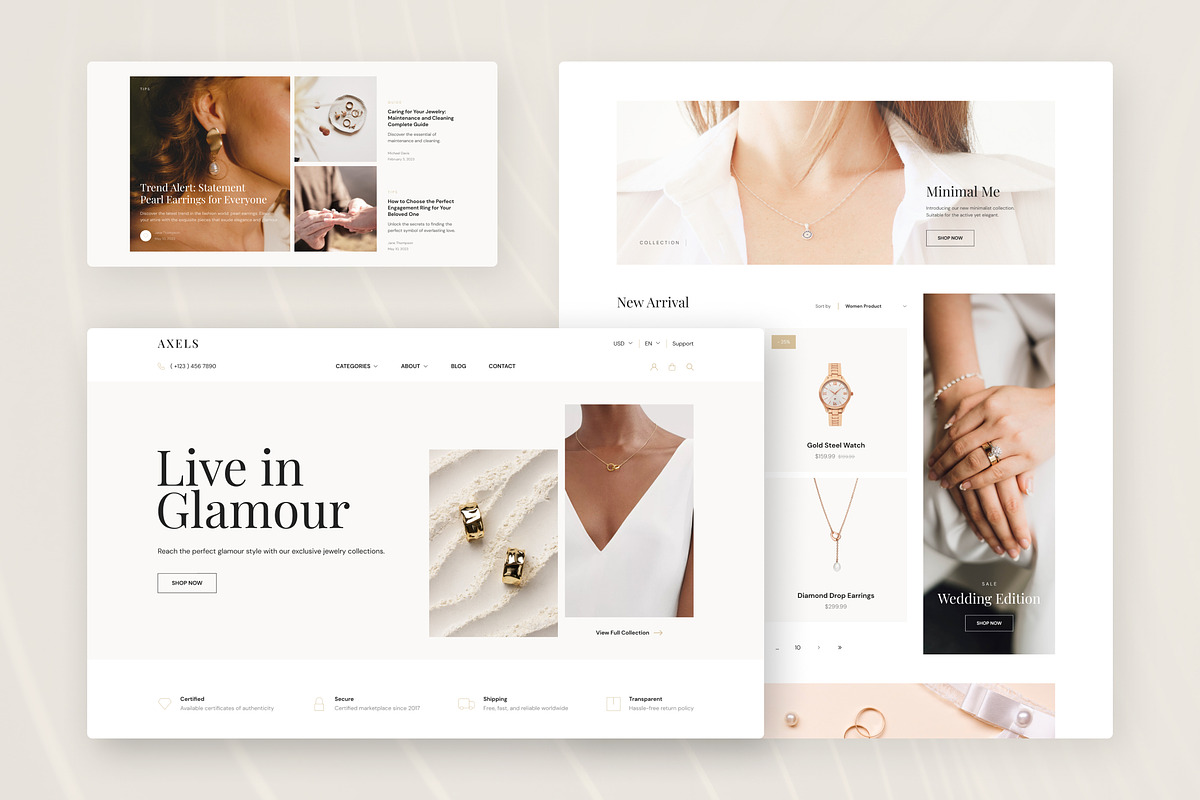 Jewelry E-Commerce Website UI Figma, an UI Kit Template by peterdraw