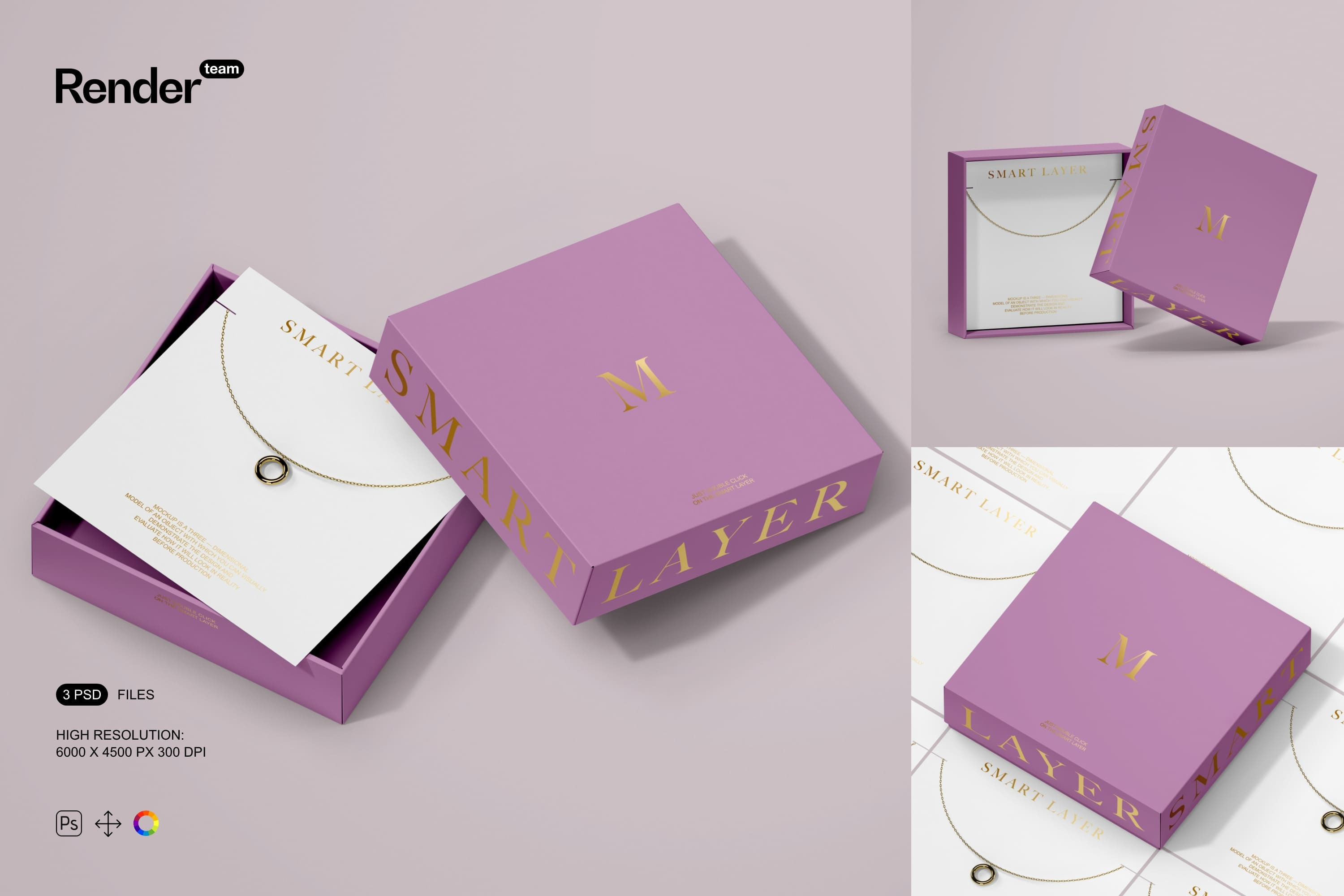 Jewelry Box Mockup Set (3 PSD)