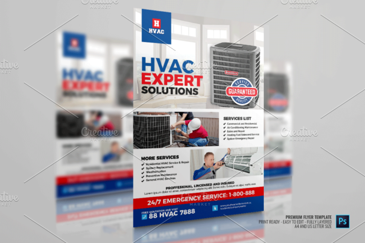 HVAC Installation and Maintenance, a Flyer Template by PSDPixel