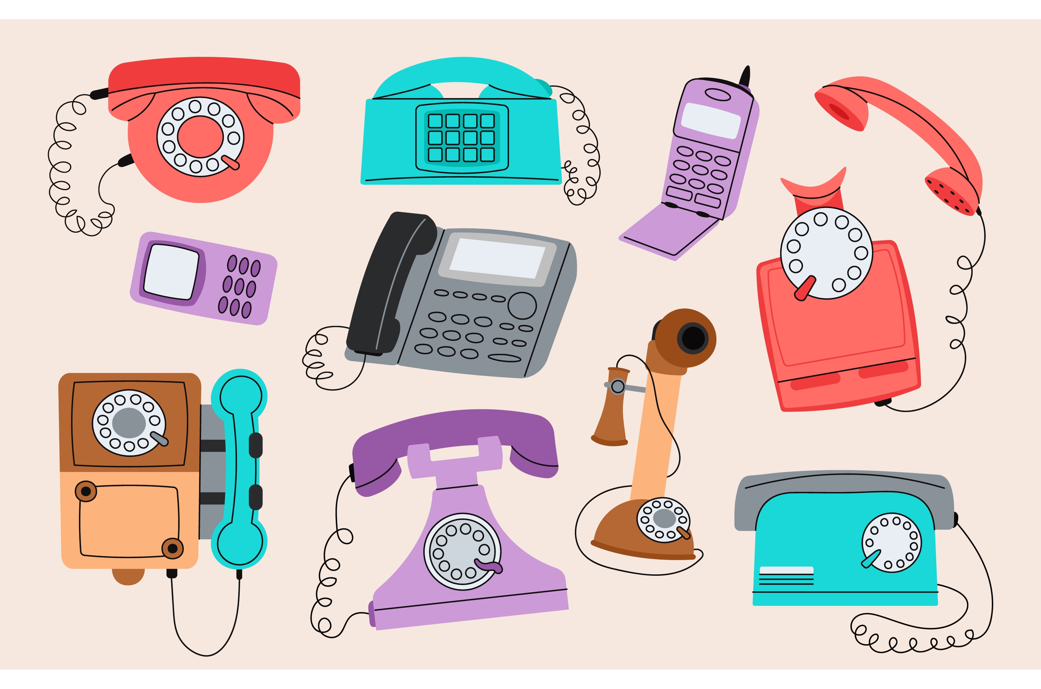 Various phones wire style. Styling, a Background Graphic by Valerie Bodnar