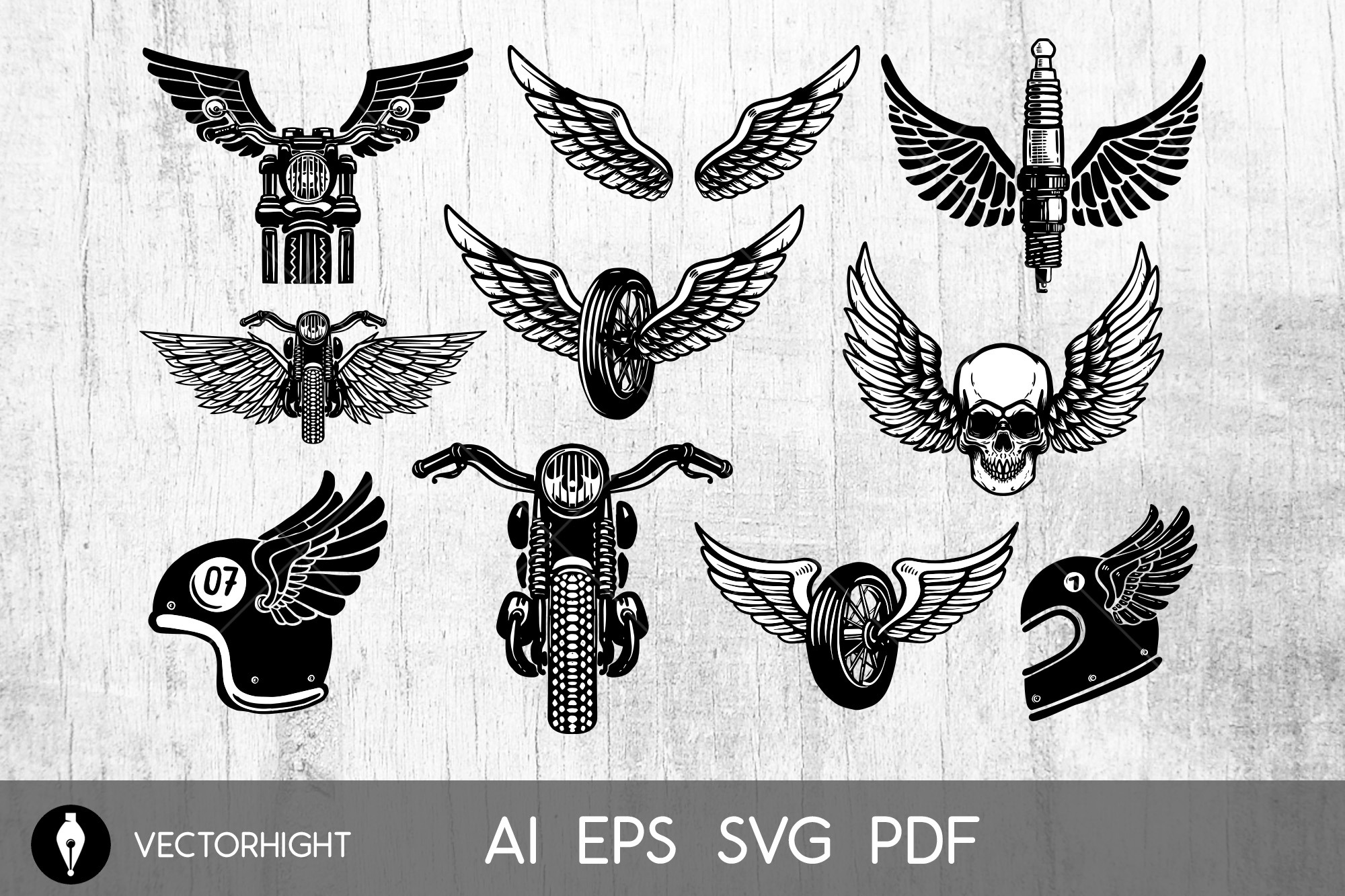 Set of motorcycle design elements., a Transportation Illustration by ...