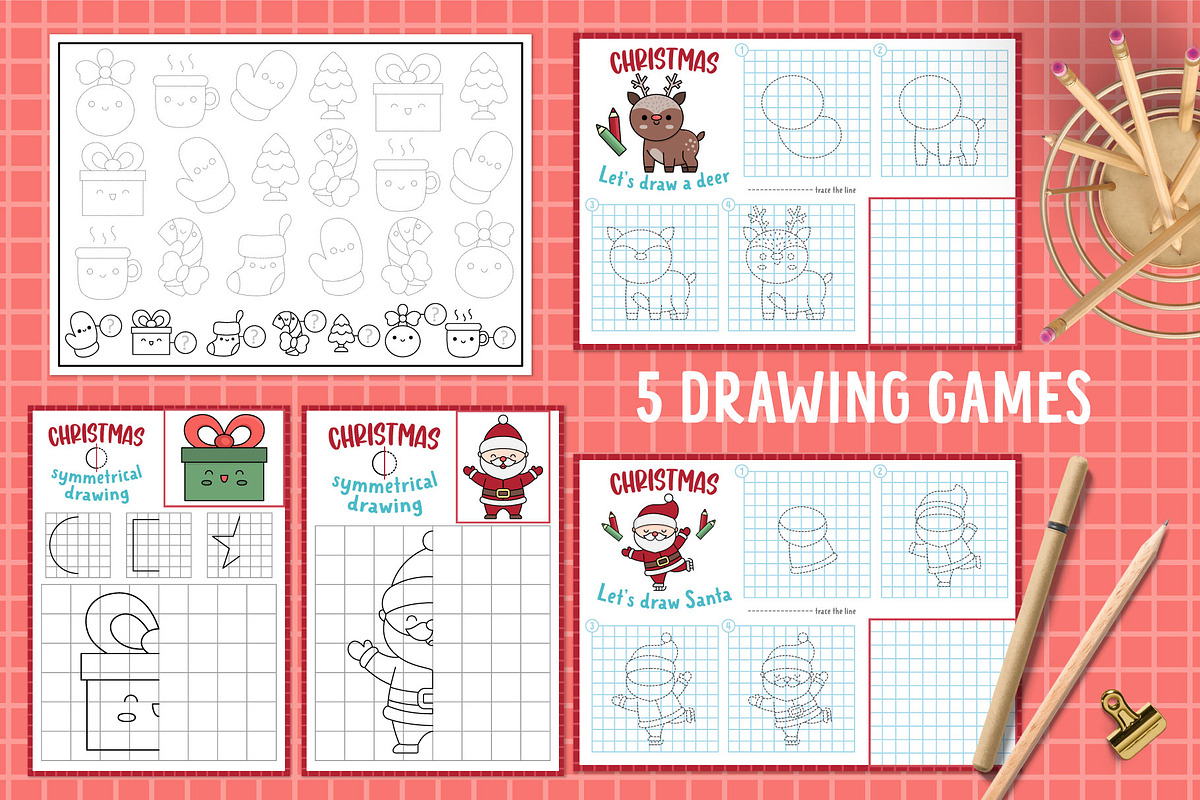 Kawaii Christmas Coloring Games, an Animal Illustration by Lexi Claus