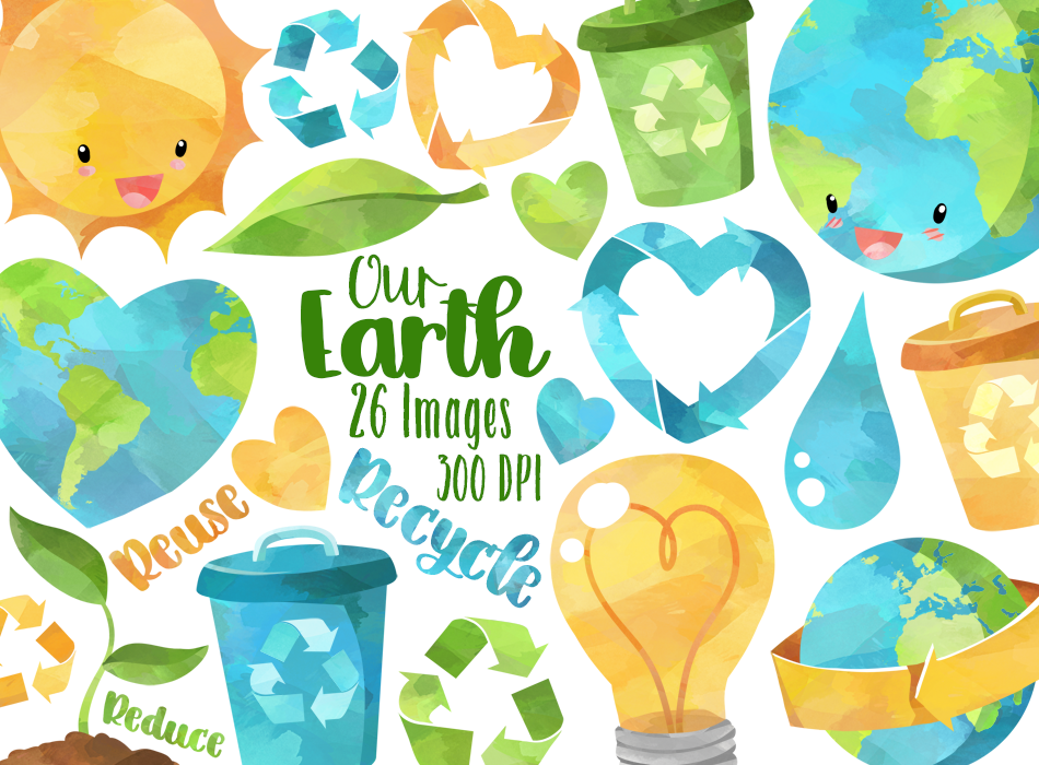 Watercolor Earth Day Clipart, an Illustration by DigitalArtsi ...