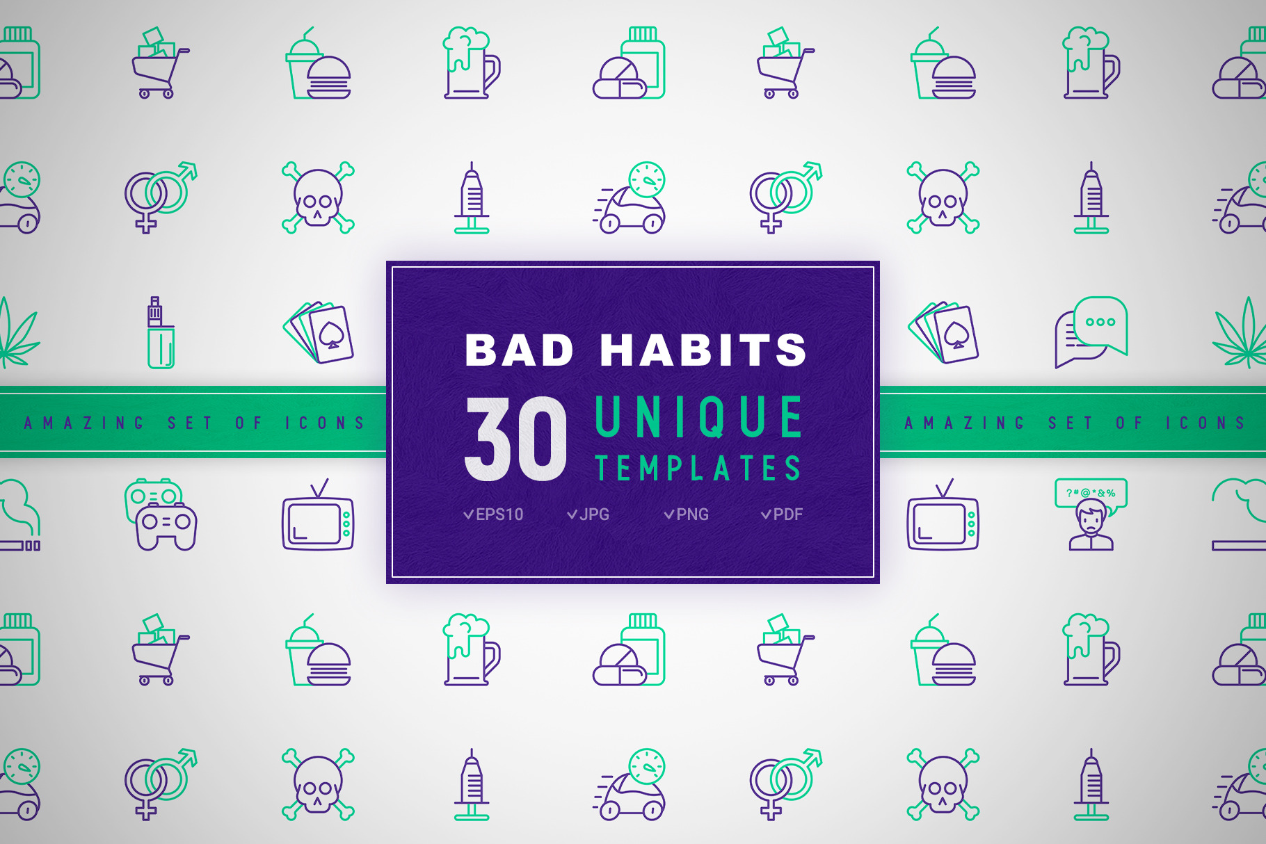 Bad Habits Icons Set | Concept, an Outline Icon by Alex Blogoodf