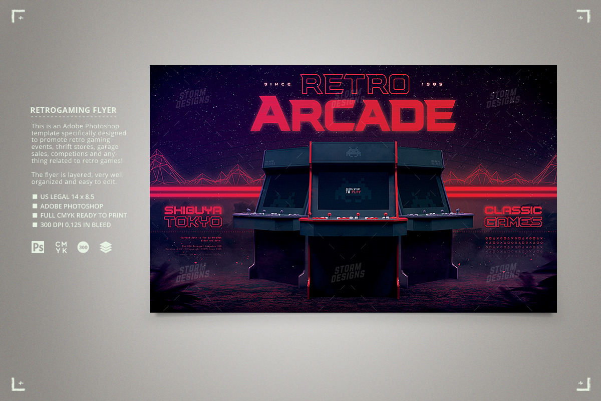 Retro Gaming 4 Players Arcades Flyer, a Flyer Template by Storm Pixels ...