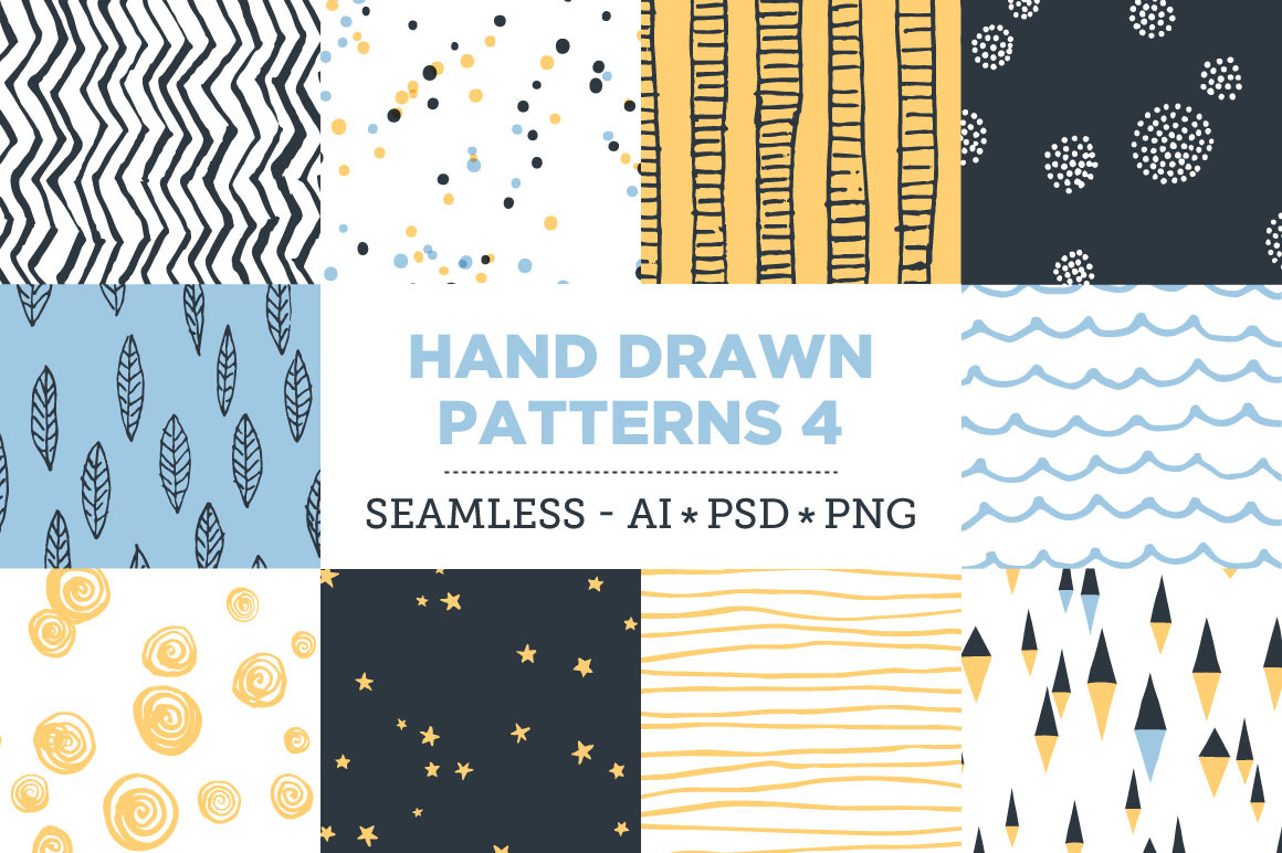 10 Seamless Hand Drawn Patterns v.4, a Pattern Graphic by kloroform