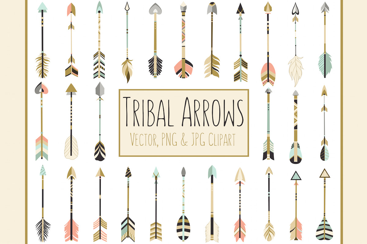 59 Arrows & Feathers Tribal Clipart, a Decorative Illustration by Kenna ...