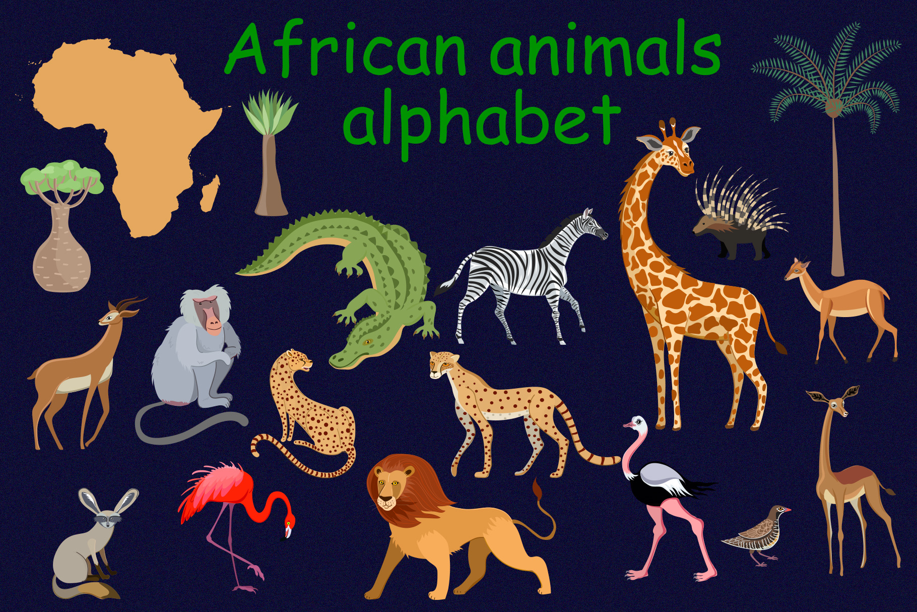 African animals alphabet | Creative Market
