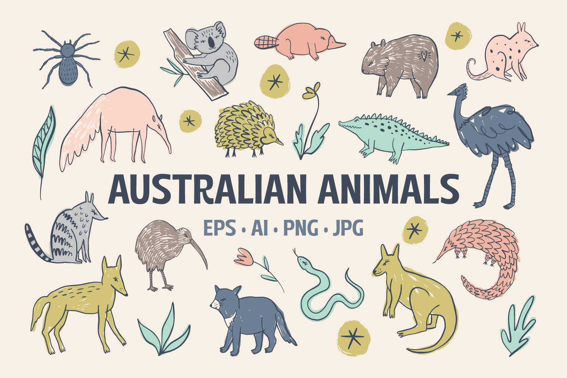 Australian Animals Bundle, an Animal Illustration by Annie Konst