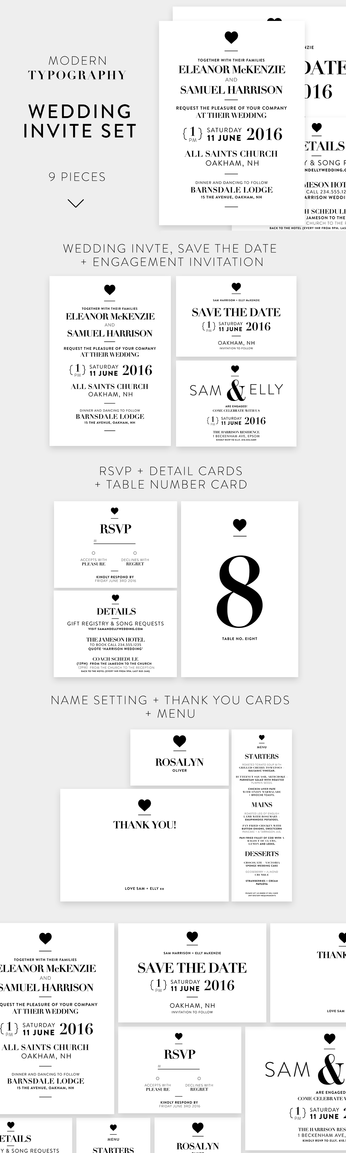 Modern Typography Wedding Invite Set, an Invitation Template by ...