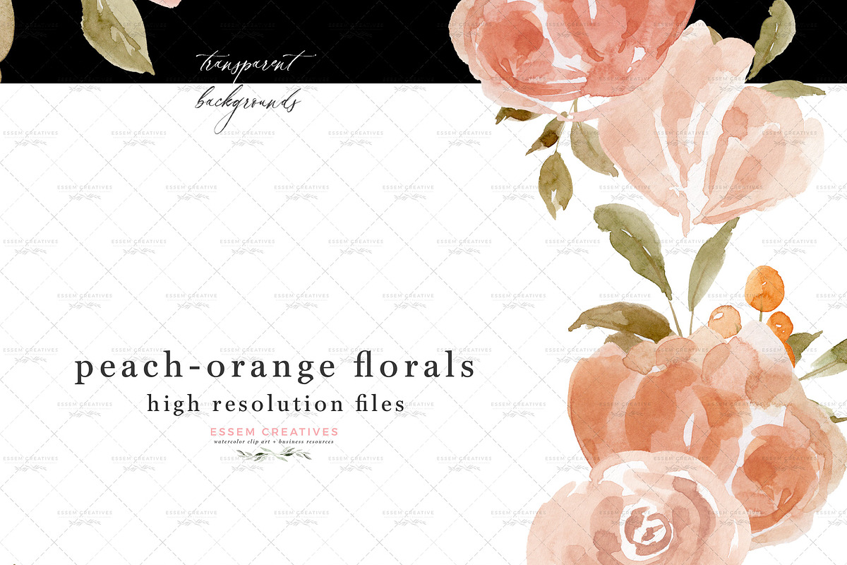 Peach Orange Fall Floral Clipart PNG, an Illustration by Essem Creatives