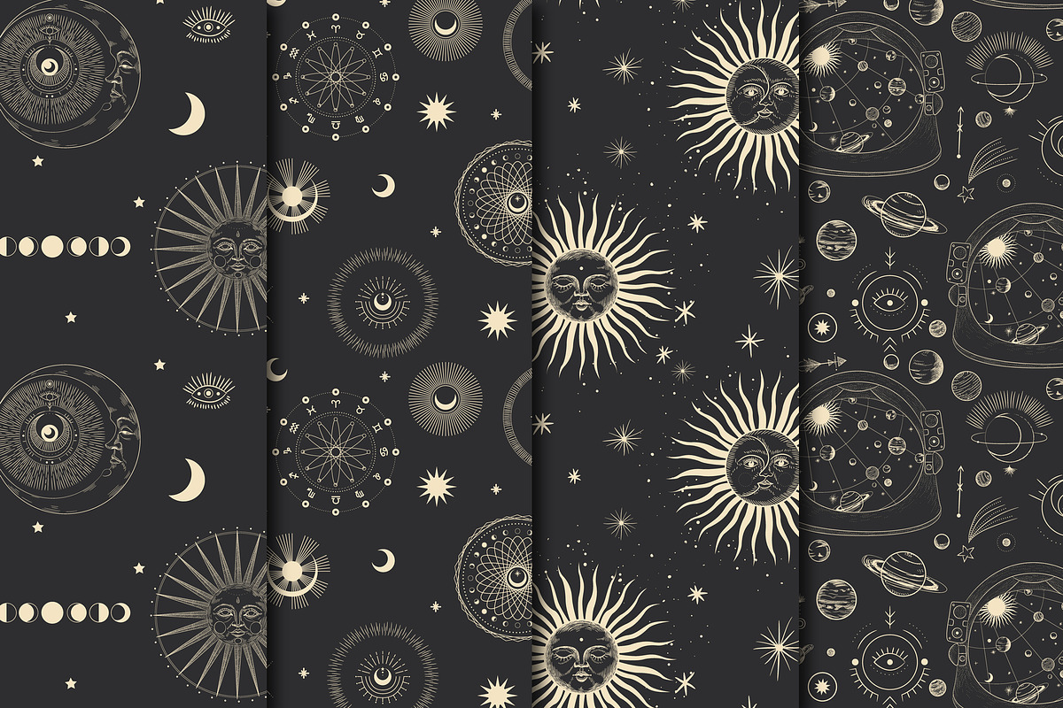Cosmic signs and symbols, a Decorative Illustration by Chikovnaya