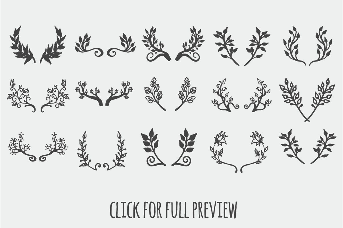 55 Pairs of Hand-drawn Laurels, an Illustration by Brandi Lea Designs