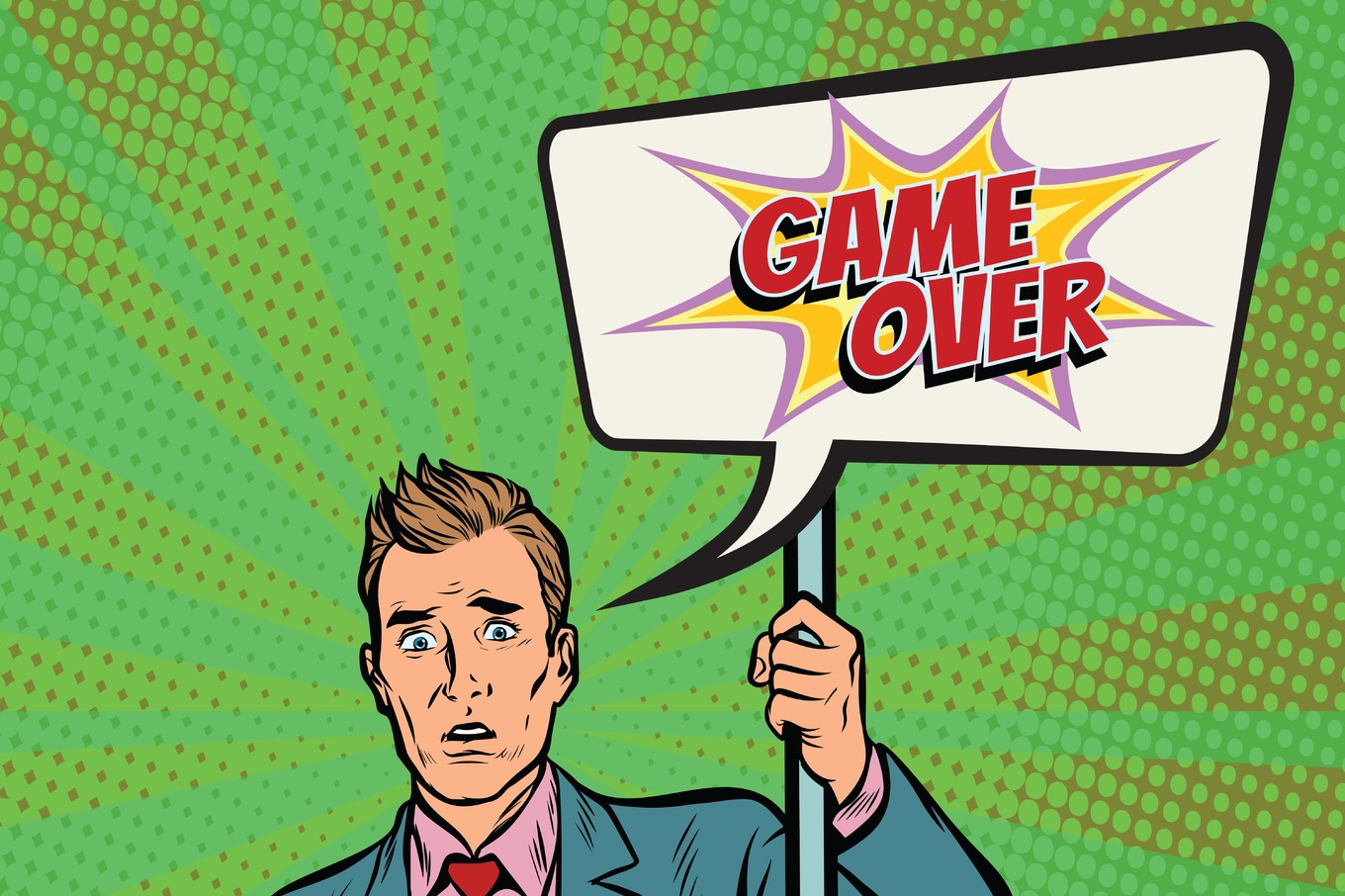 protester businessman with a poster game over, a Person Illustration by ...