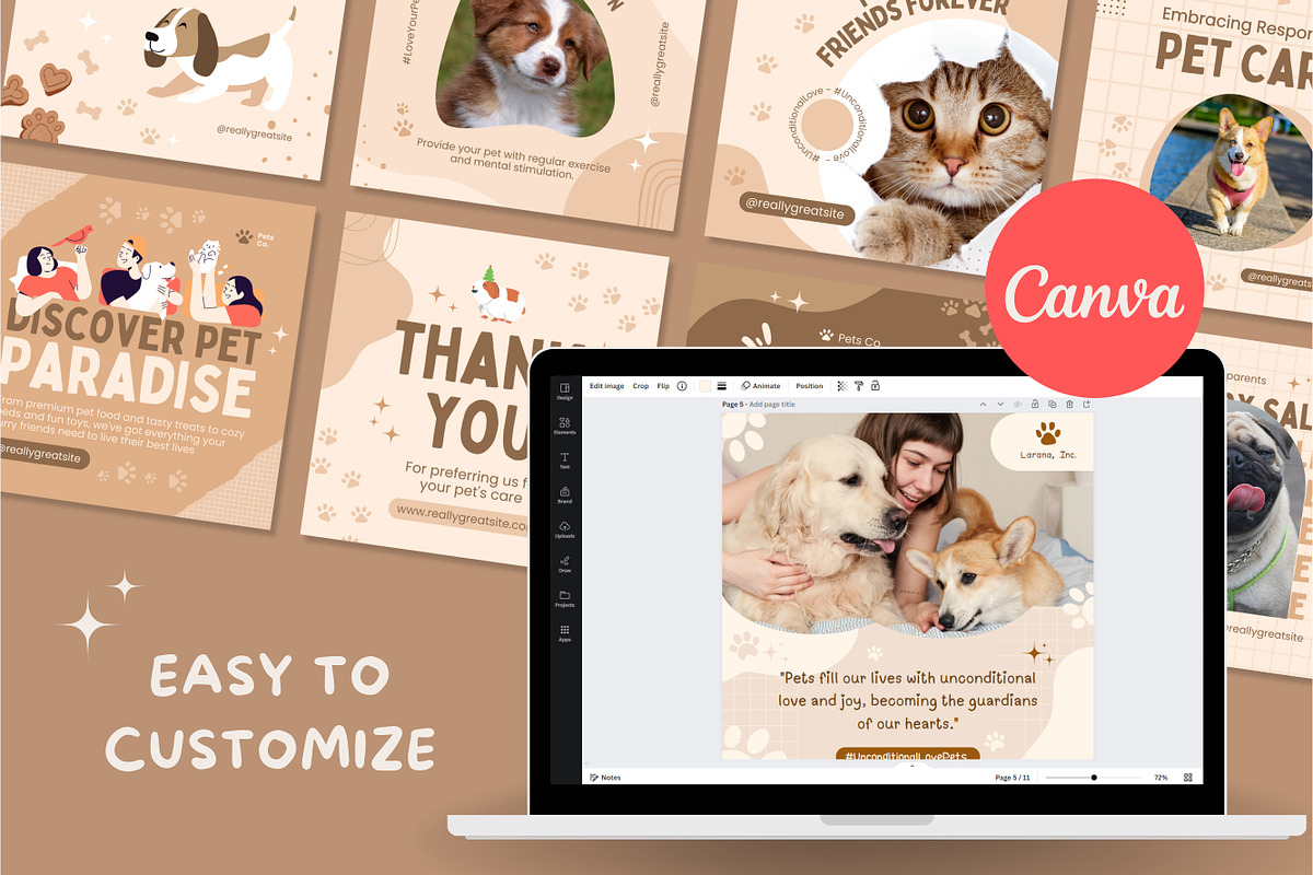 Pet Care Canva Social Media, a Social Media Template by TemplateCastleStore