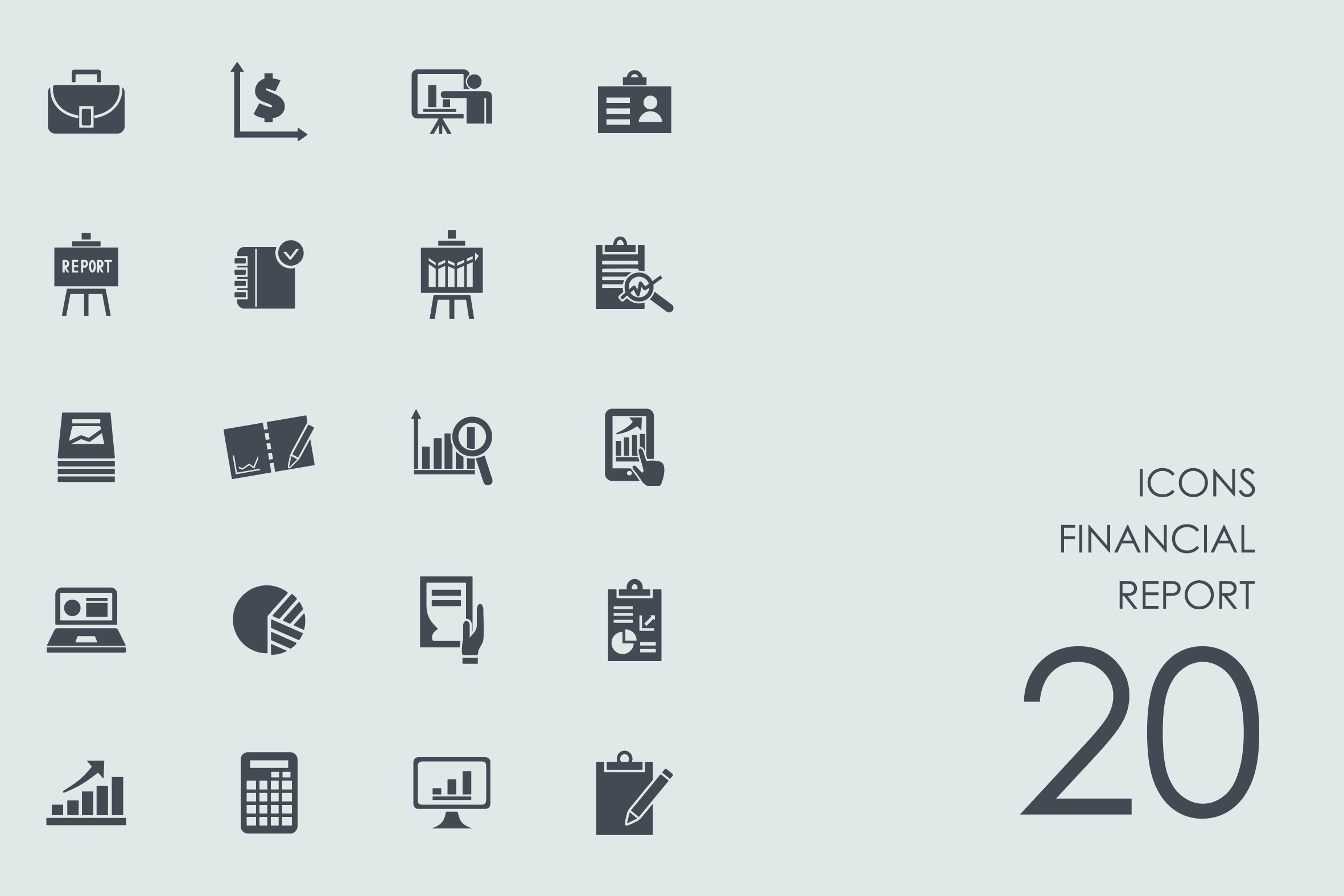 Financial report icons, an Icon by Palau | Creative Market