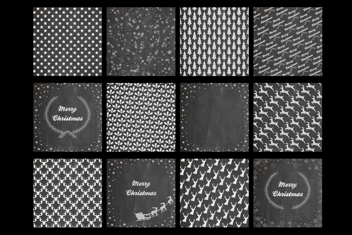 Chalkboard Christmas backgrounds, a Pattern Graphic by Paper Farms