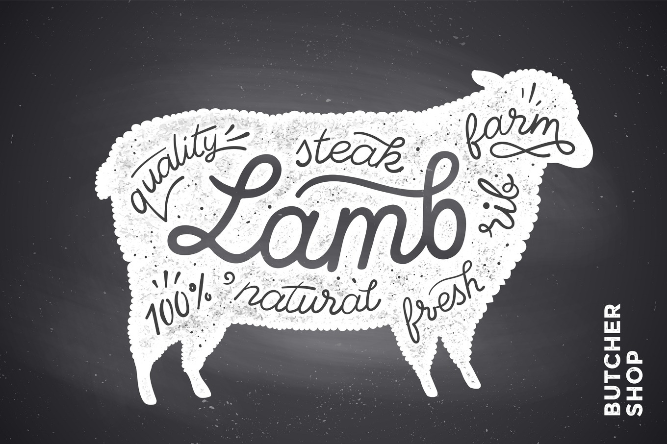 Poster with red lamb silhouette. Lettering, an Animal Illustration by ...