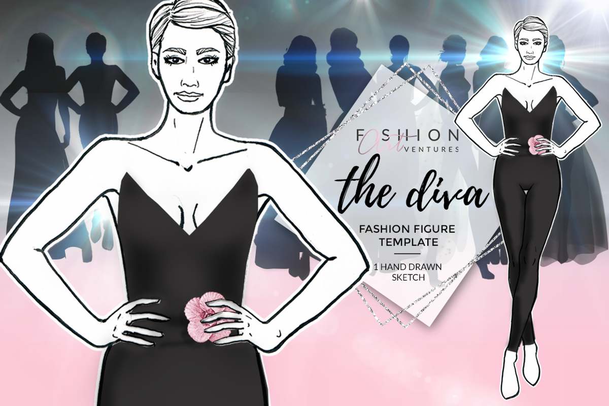 Female fashion croqui- The Diva, an Illustration by Fashion ARTventures ...