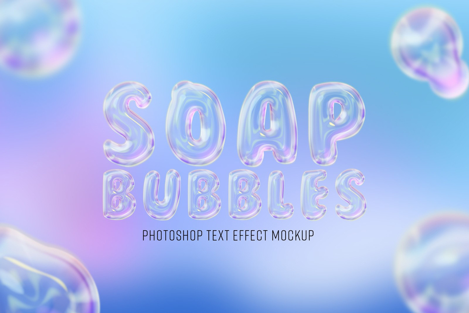 Soap Bubbles Text Effect Mockup, a Mockup by Medialoot