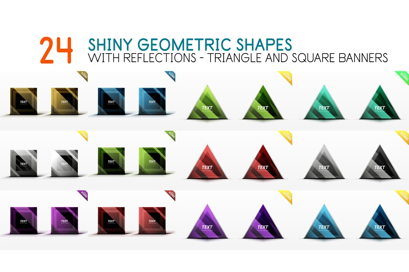 Collection of square and triangle geometric shape banners, a Decorative ...
